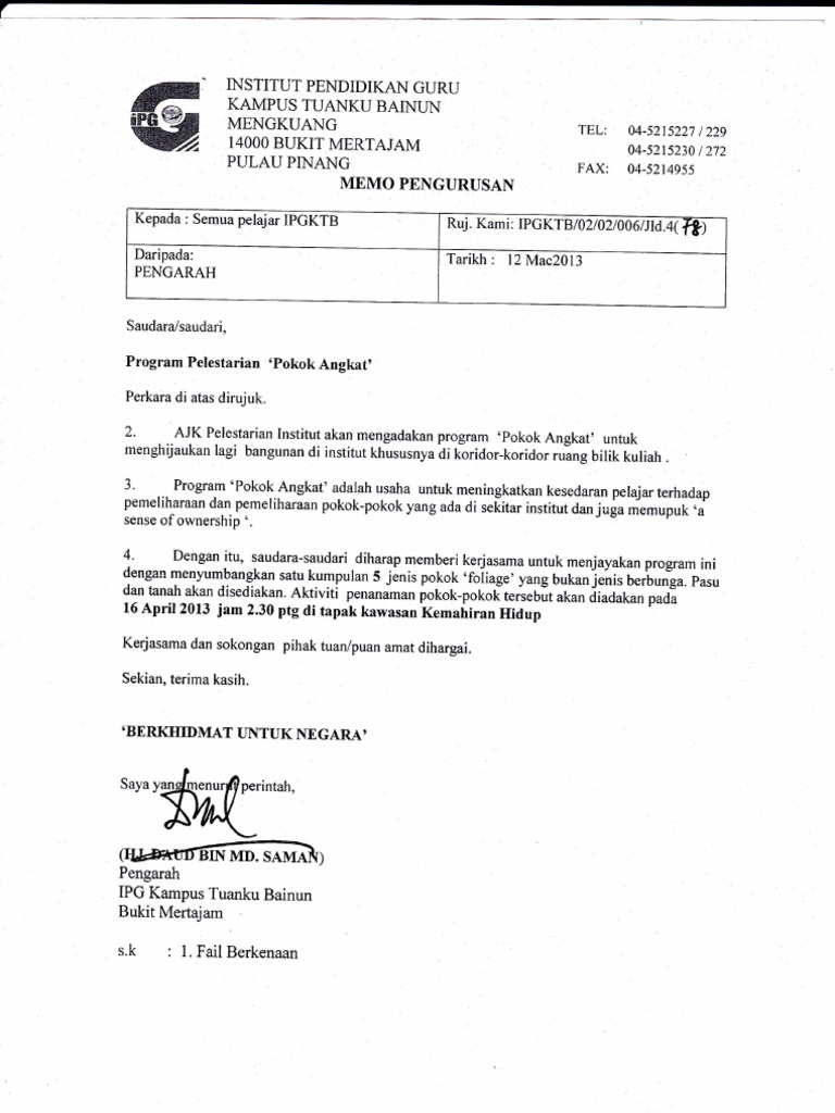 Surat Rasmi Kepada Pengarah | PDF