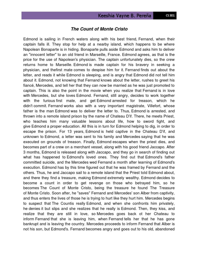 Comparative Analysis of Two Classics | PDF | The Count Of Monte Cristo ...
