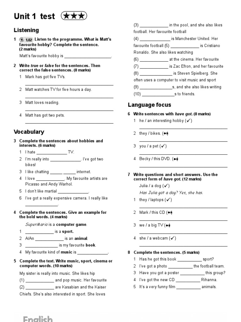 Unit 1 Higher Test | PDF | Leisure