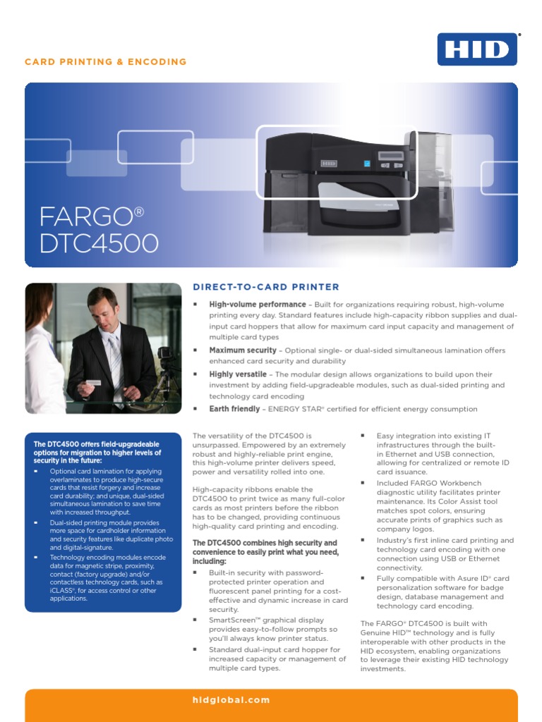 Fargo DTC4500 ID Card Printer | PDF | Printer (Computing) | Smart Card