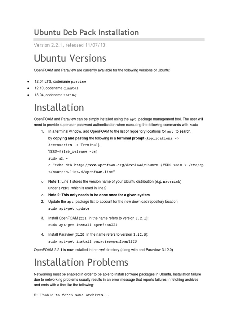 Ubuntu Versions: Ubuntu Deb Pack Installation | PDF | Sudo | Information Technology Management