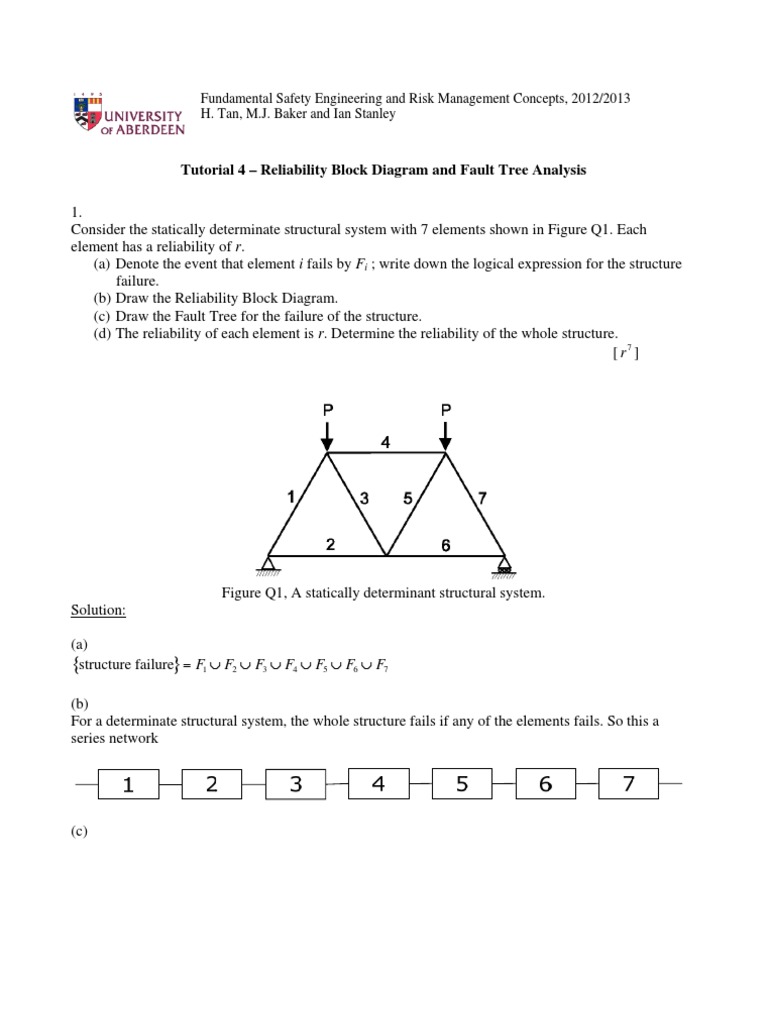 Tutorial4 RBD FTA Solutions | PDF | Reliability Engineering | Systems ...