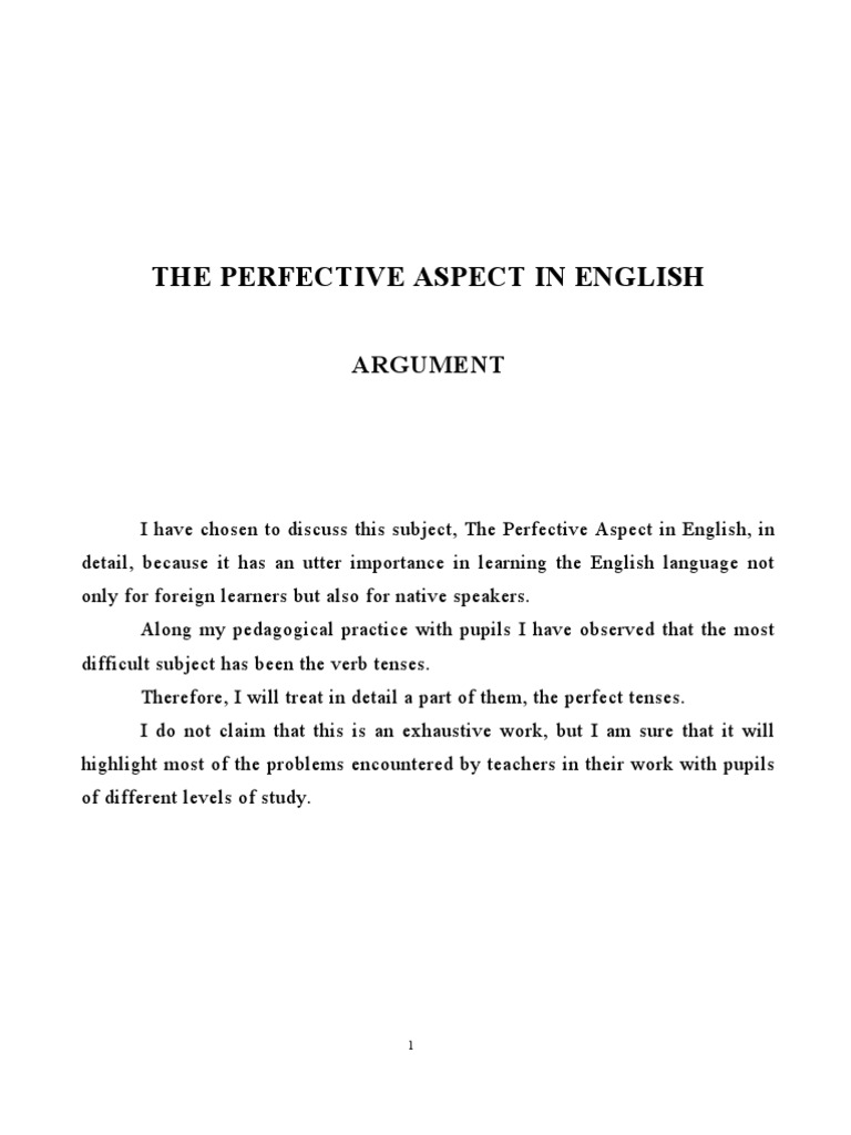 The Perfective Aspect in English | PDF | Verb | Grammatical Tense