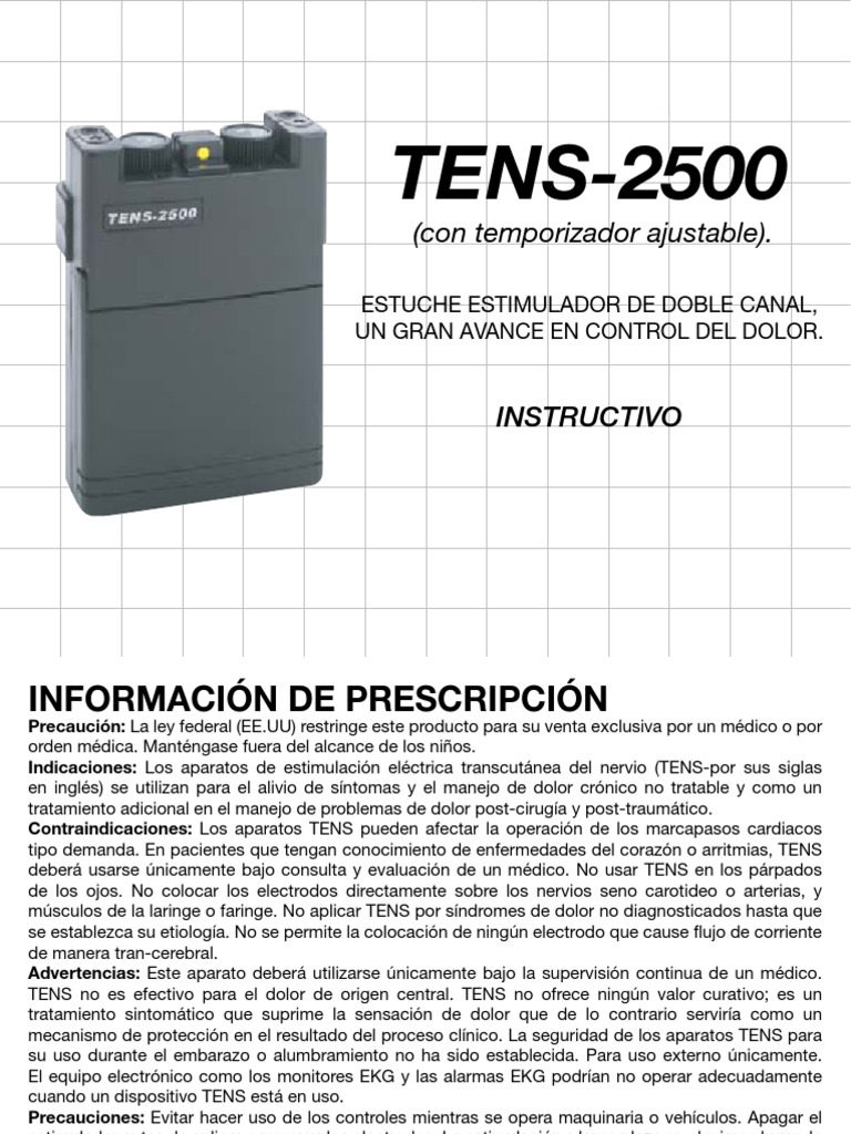 Instrucciones de Uso TENS-2500 | PDF | Dolor | Tratamiento de salud