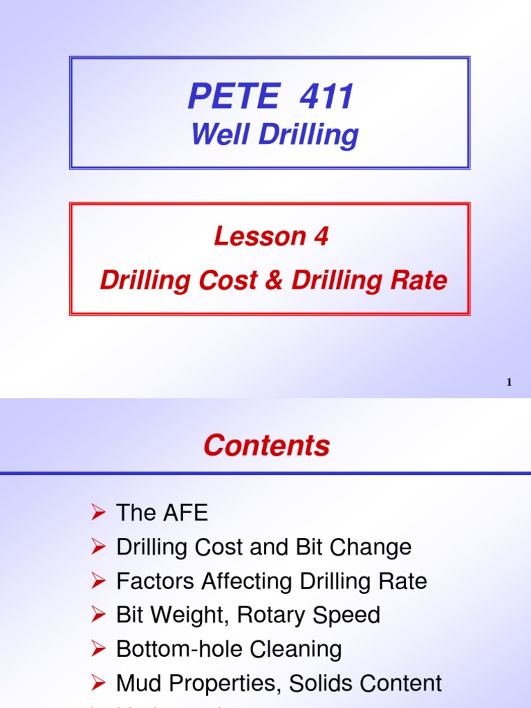 PETE 411: Well Drilling | PDF | Drilling Rig | Drilling