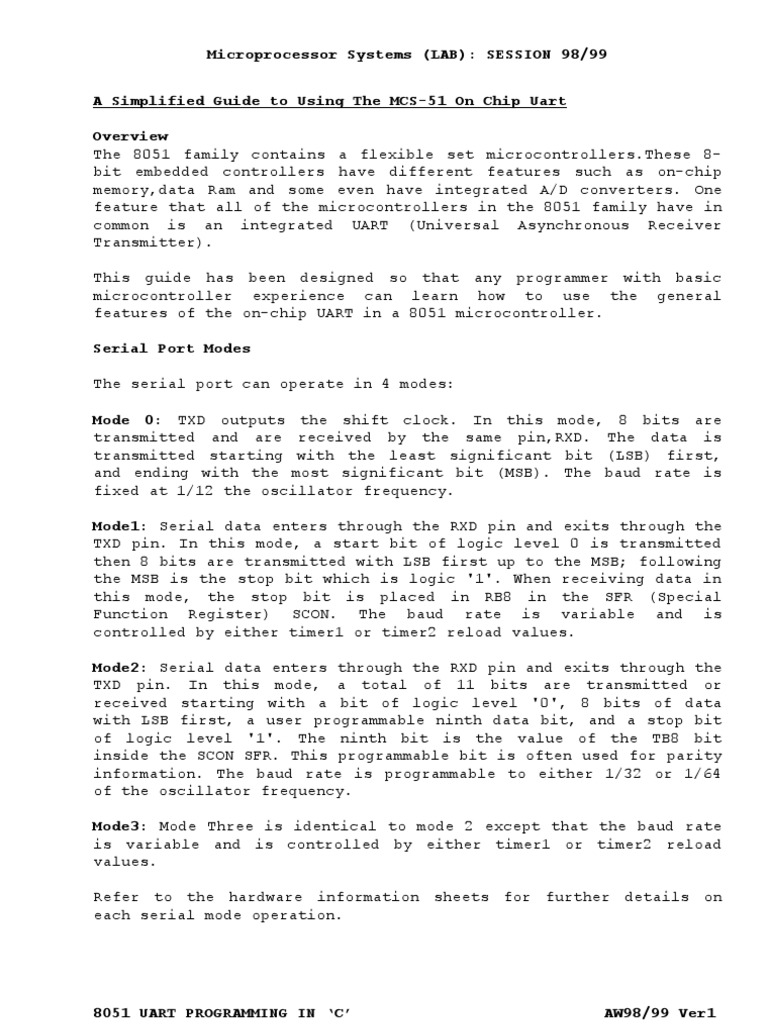 Serial Uart Communication Using Microcontroller Pdf Microcontroller