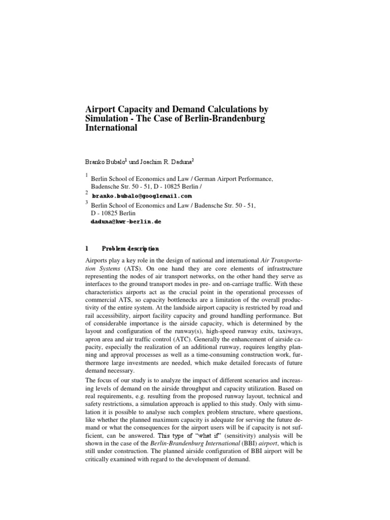 Airport Capacity and Demand Calculations by Simulation - Extended ...
