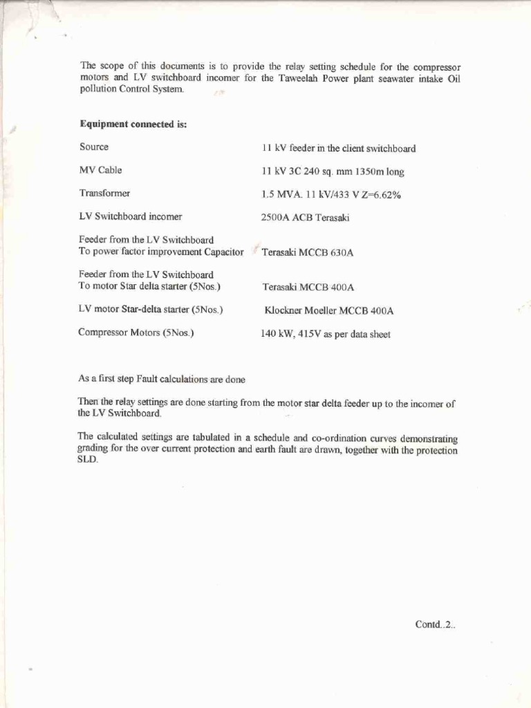 Relay Setting Calculation For Motors PDF | PDF Relay Setting Calculation For Motors PDF | PDF