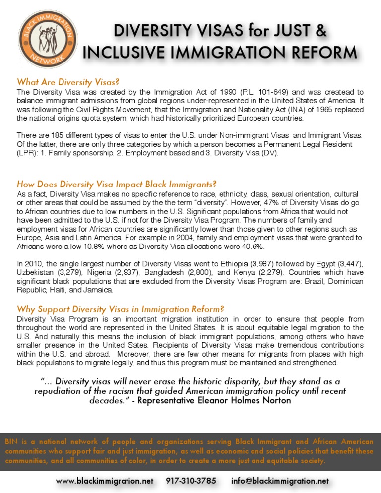 Diversity Visa Fact Sheet | PDF | Immigration | Identity Politics