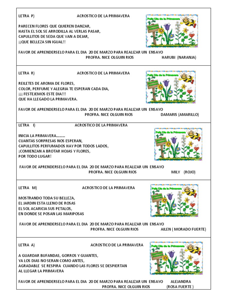Acrostico Primavera | PDF