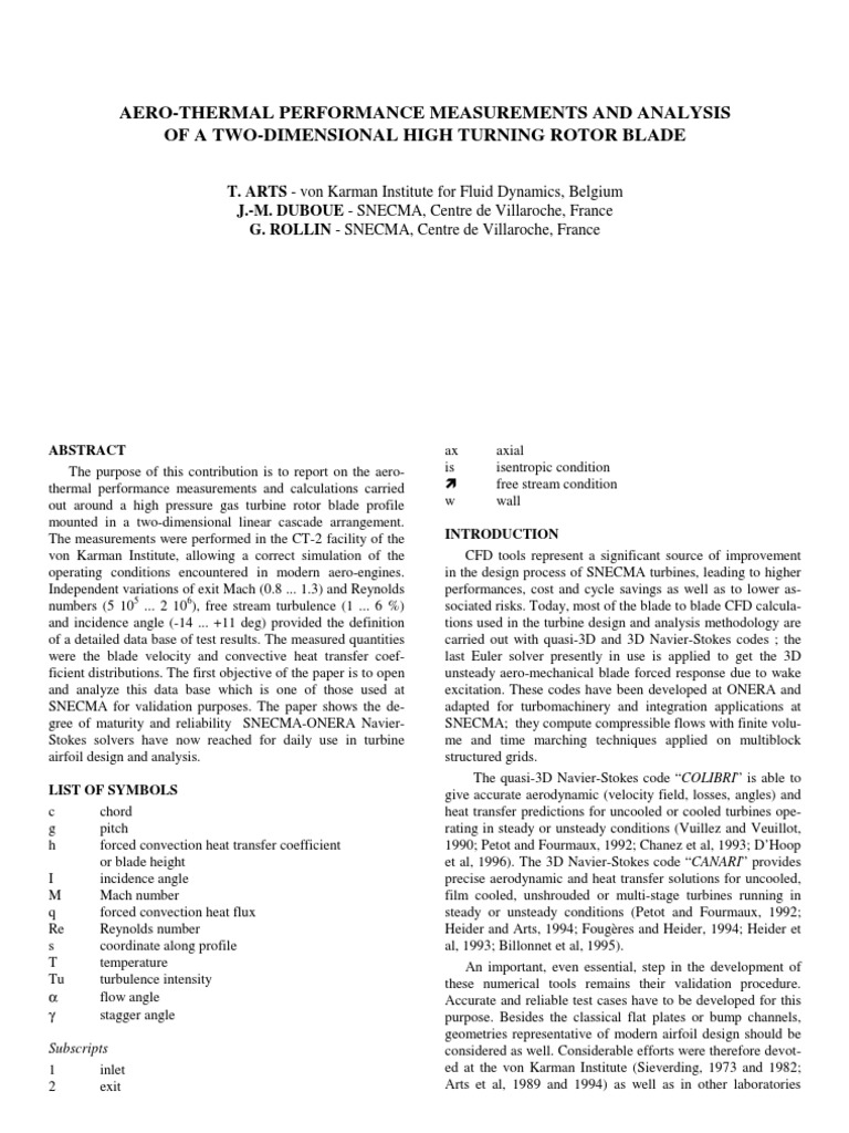 Aerothermal Performance Measurements and Analysis | PDF | Boundary ...