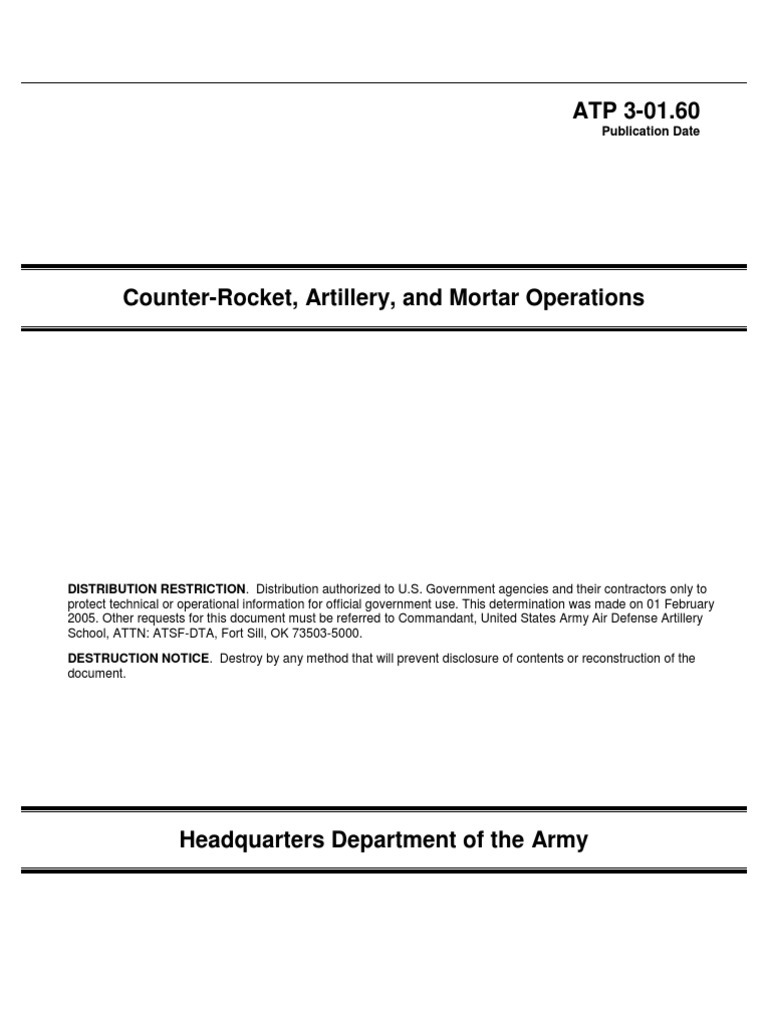 Atp 3-01.60 Counter-Rocket, Artillery, and Mortar Operations May 2013 ... Atp 3-01.60 Counter-Rocket, Artillery, and Mortar Operations May 2013 ...