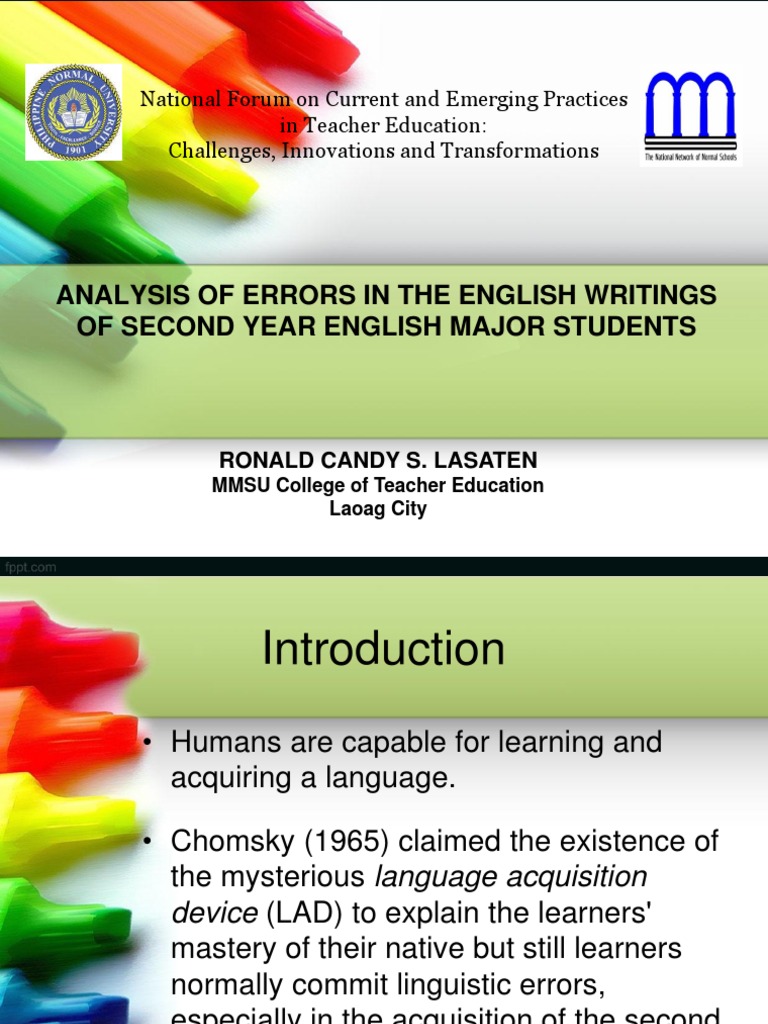 Error Analysis in English Writing | PDF | Second Language | English ...