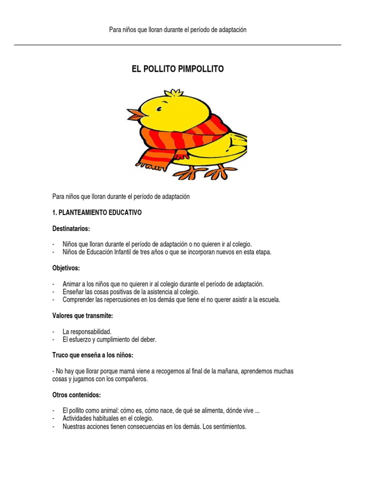 Pollito Pimpollito | PDF | Educación de la primera infancia