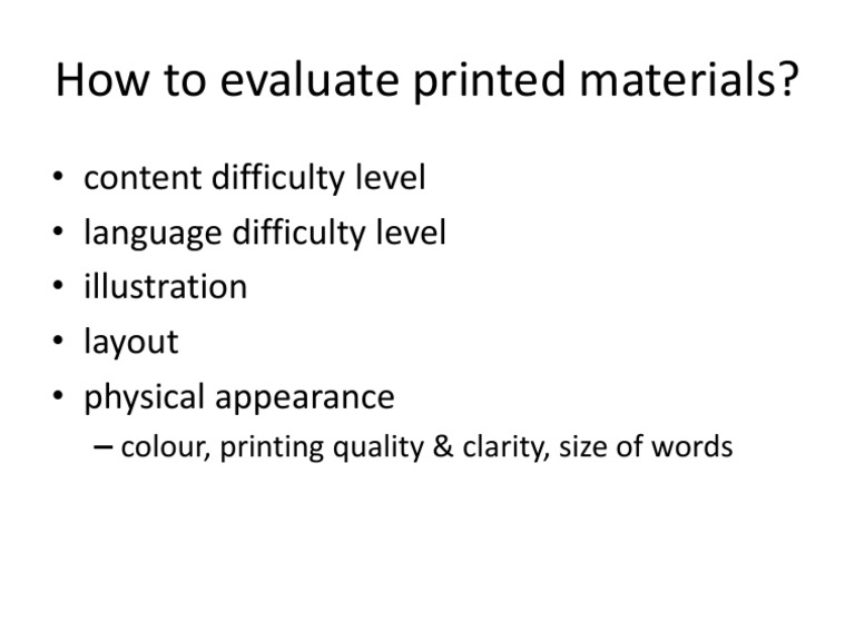 How To Evaluate Printed Materials | PDF