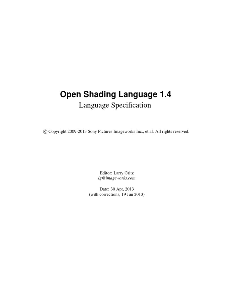 Open Shading Language | PDF | Parameter (Computer Programming) | Integer (Computer Science)