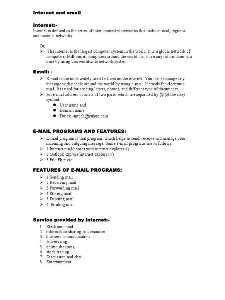 Internet and Email | PDF | Internet | Email
