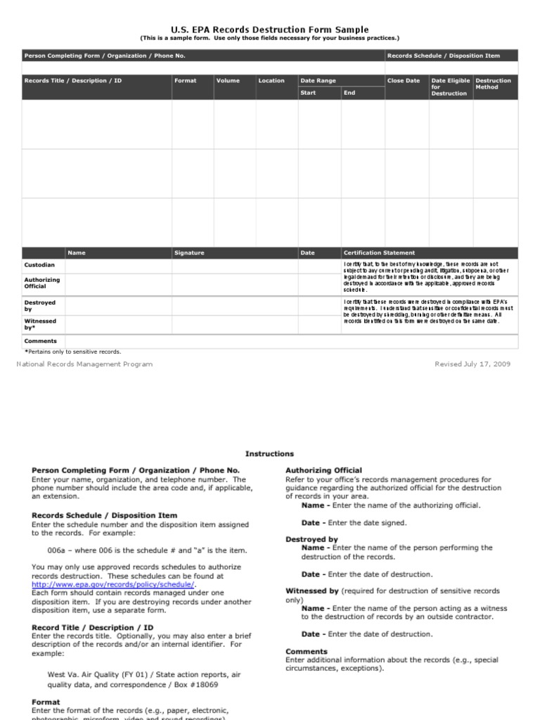 Records Destruction Form | Download Free PDF | Records Management | Data