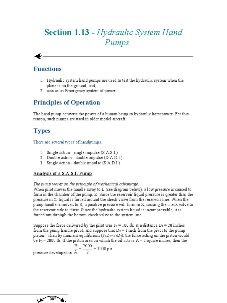 Hydraulic Hand Pump Functions & Types | PDF | Pump | Energy Technology