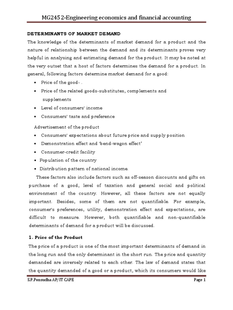 Determinants of Market Demand | PDF | Demand | Goods