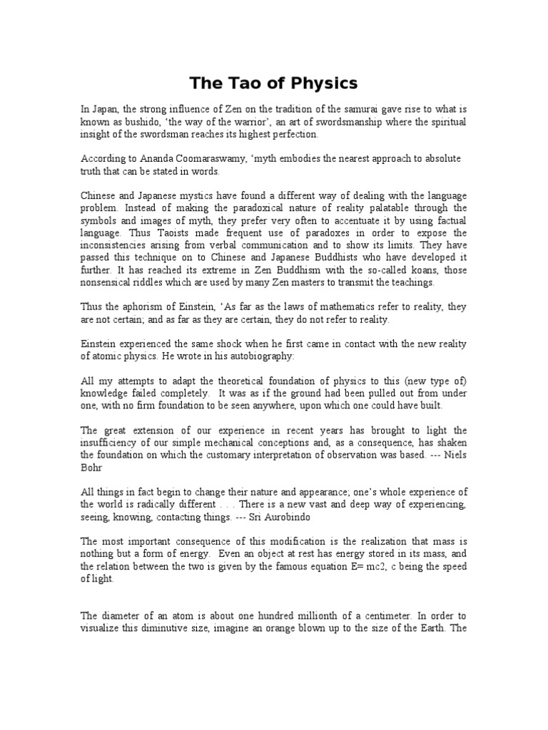 The Tao of Physics | PDF | Elementary Particle | Atoms