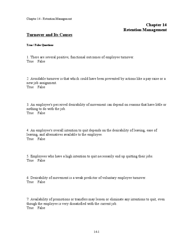 Chap 014 | PDF | Employee Retention | Turnover (Employment)