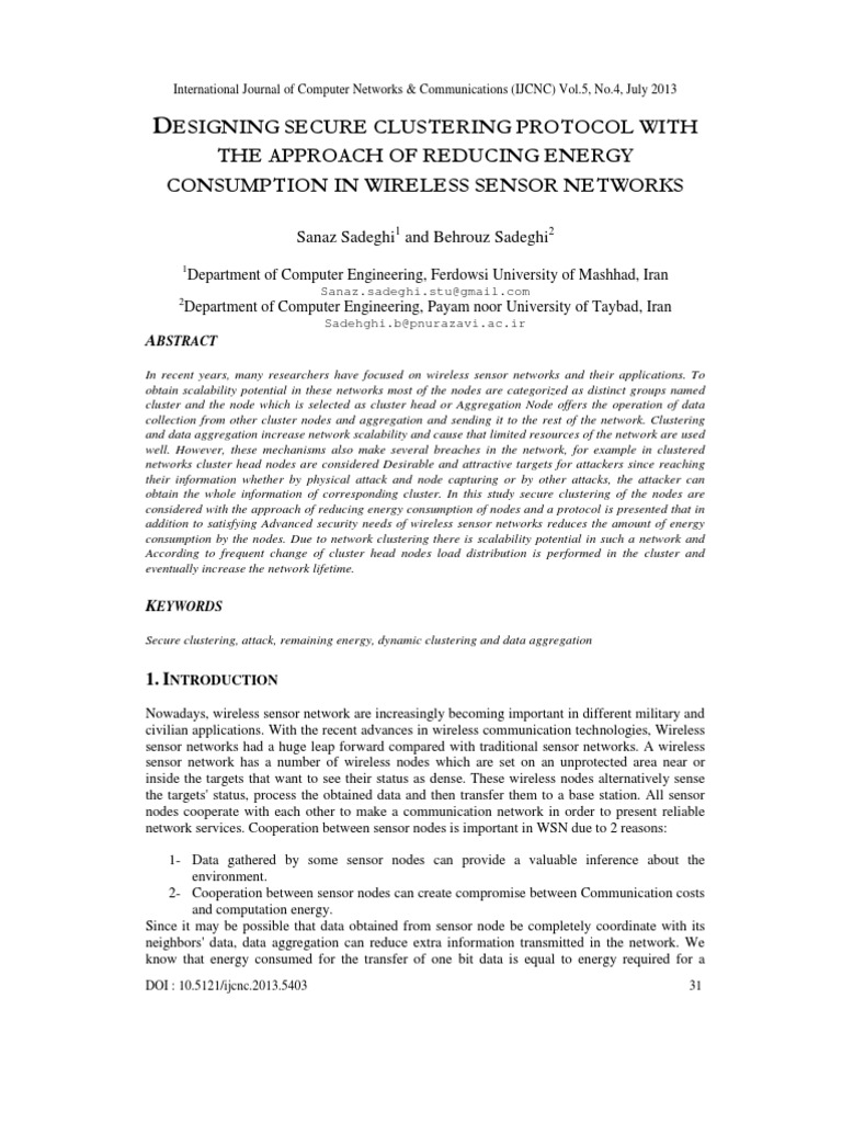 Designing Secure Clustering Protocol With The Approach of Reducing Energy Consumption in ...