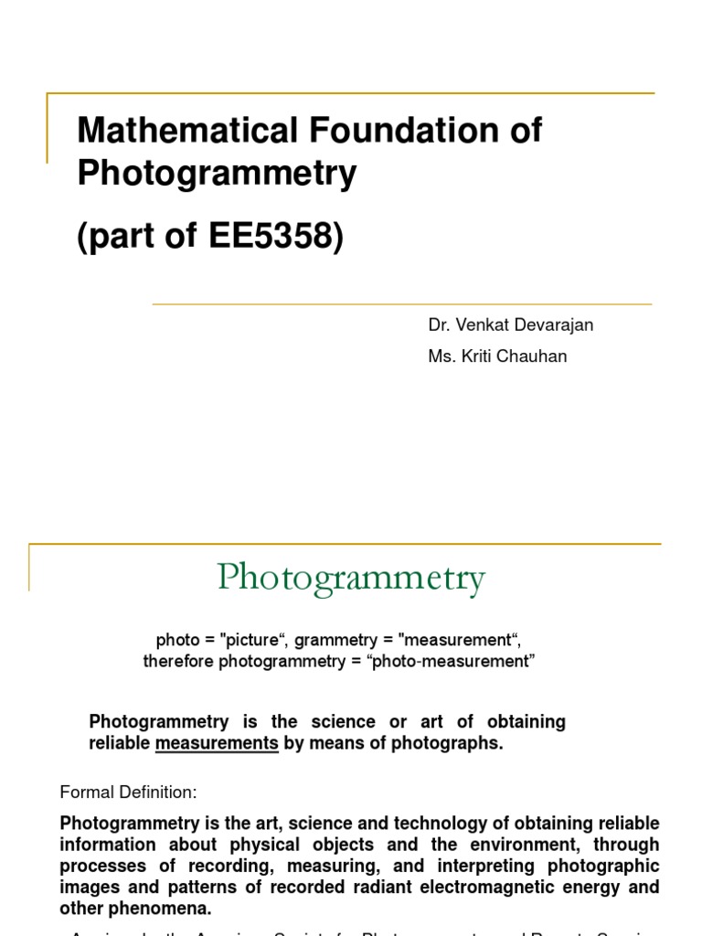Photogrammetry Mathematics 080116 | PDF | Errors And Residuals | Image ...