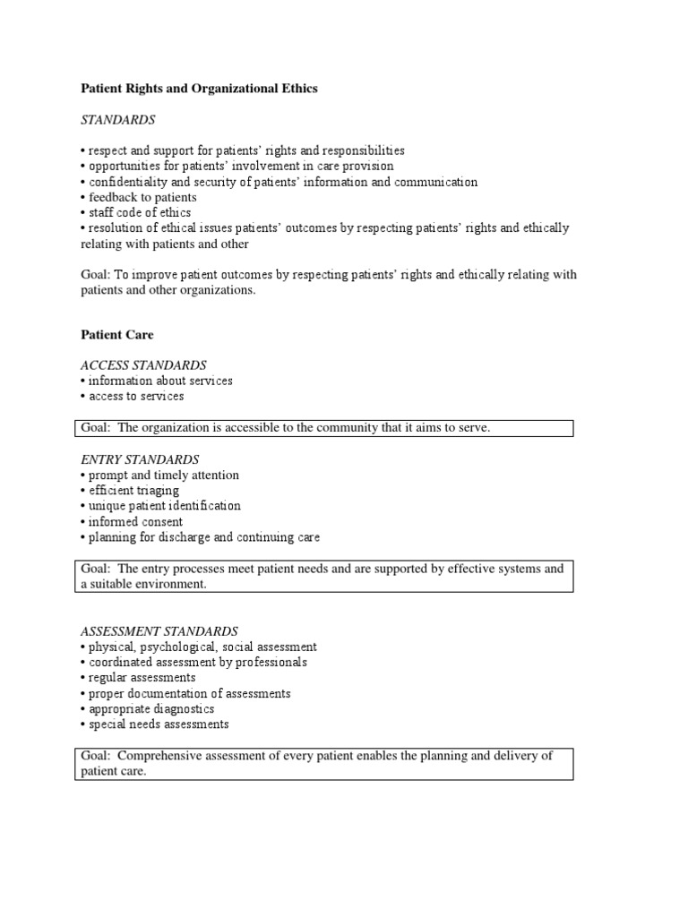 Patient Rights and Care Standards Guide | PDF | Patient | Health Care
