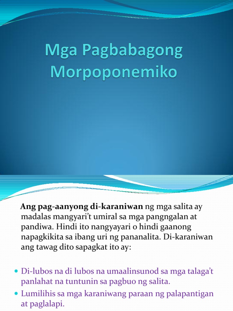 Mga Pagbabagong Morpoponemiko | PDF
