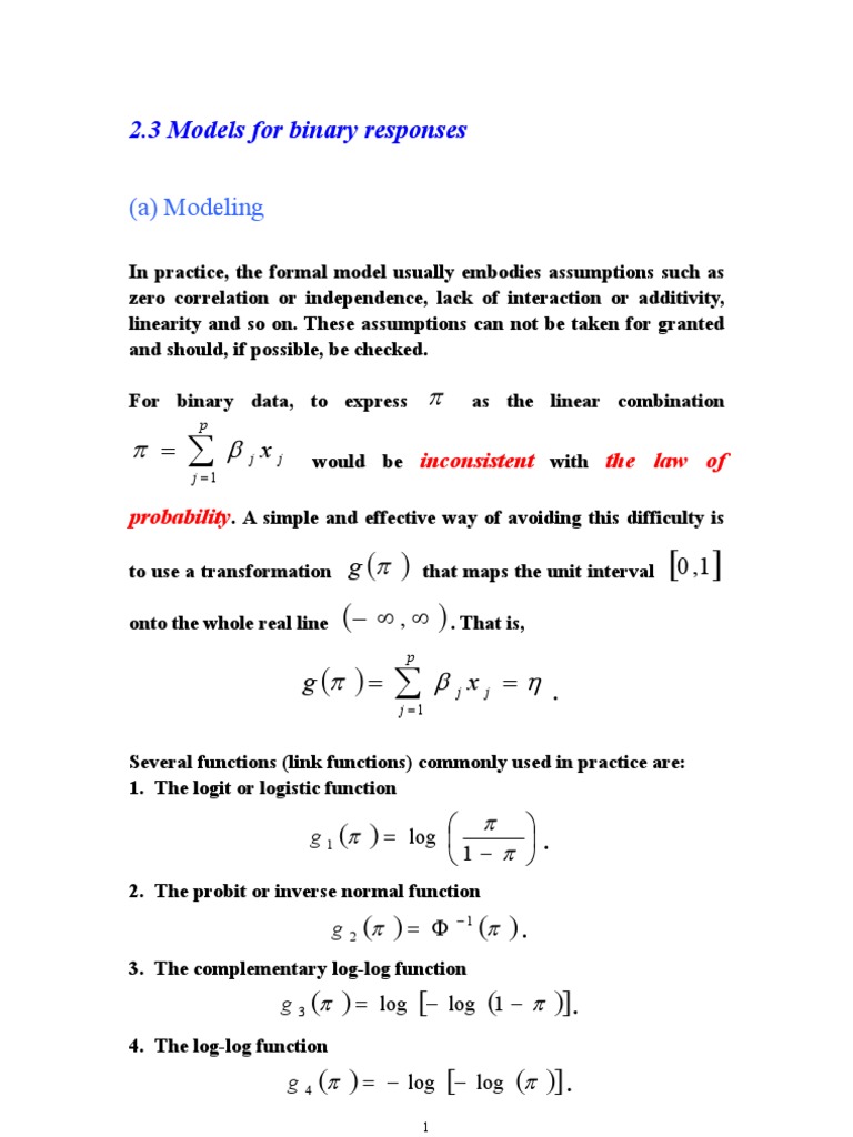 (A) Modeling: 2.3 Models For Binary Responses | Download Free PDF | Scientific Theories ...