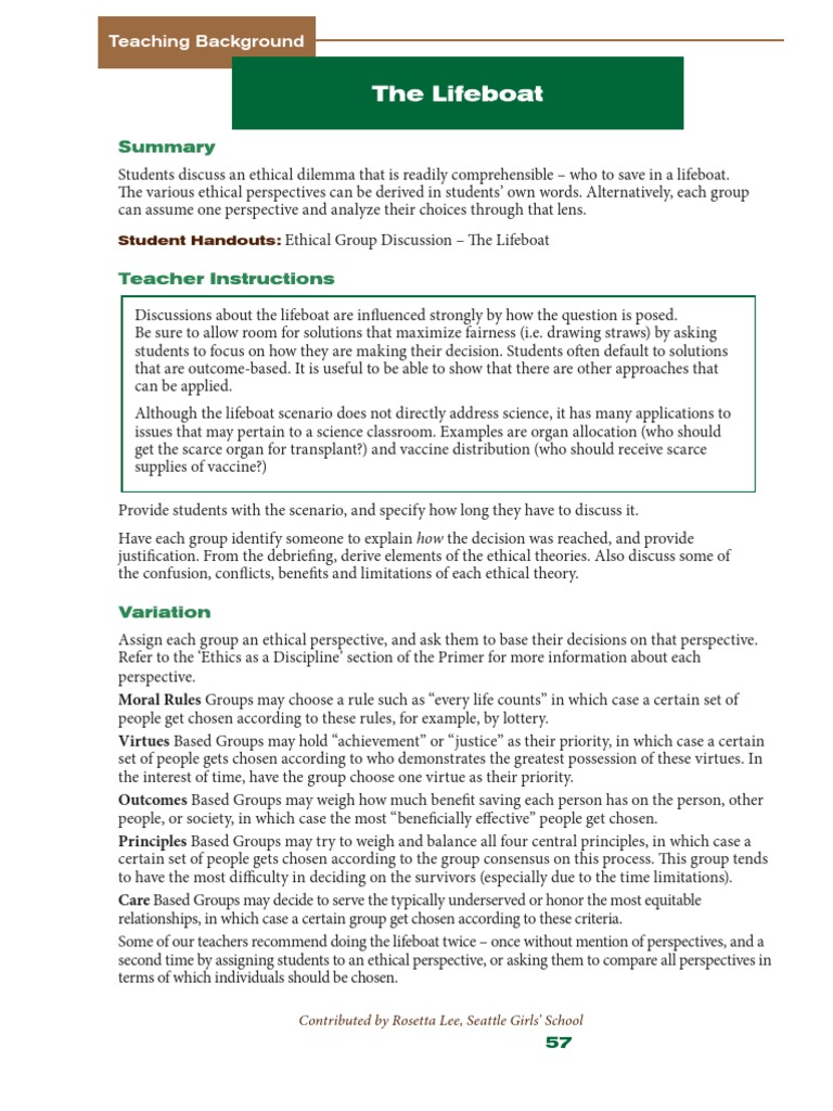 Lifeboat | PDF | Social Institutions | Social Science