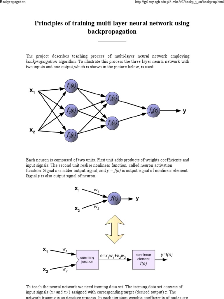 Principles of Training Multi-Layer Neural Network Using Backpropagation | PDF | Artificial ...