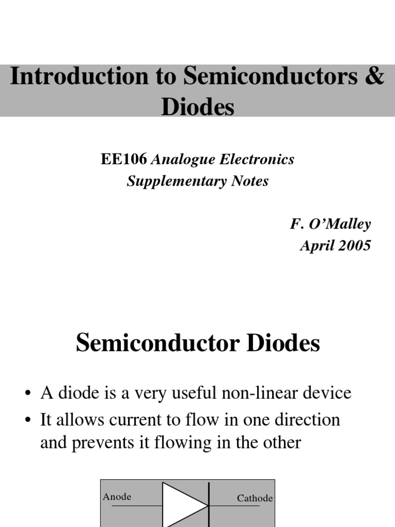 An Introduction to Semiconductors, Diodes, and Rectification Circuits | PDF | P–N Junction ...