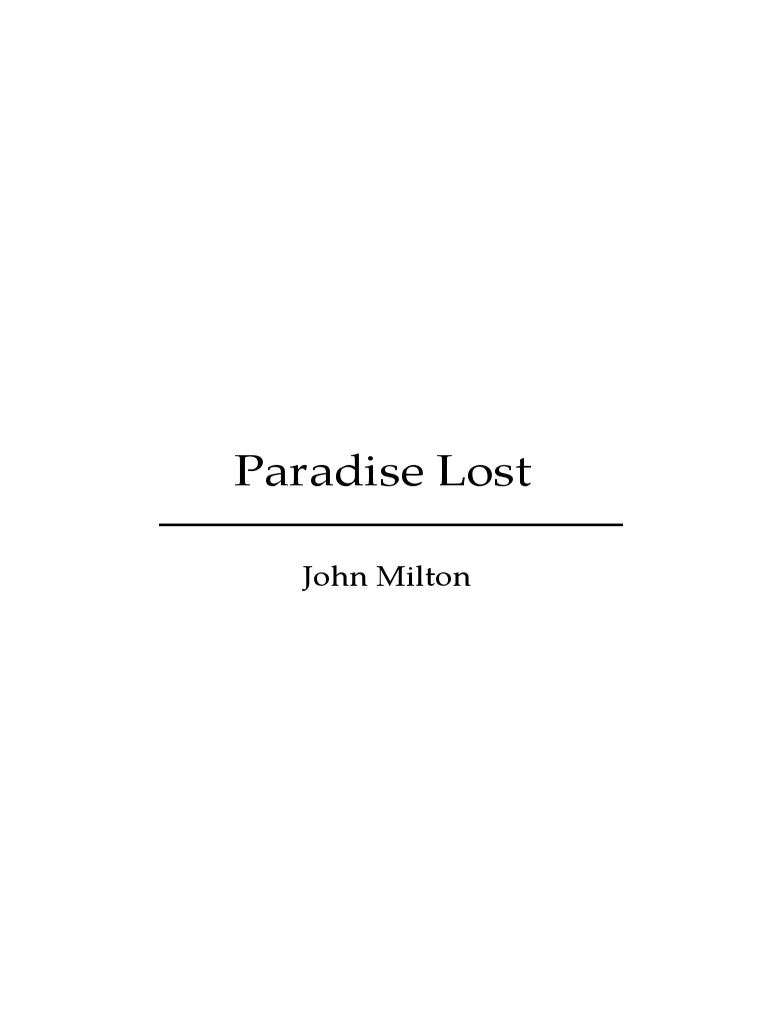 Milton's Paradise Lost: Epic Poem Analysis | PDF | Paradise Lost