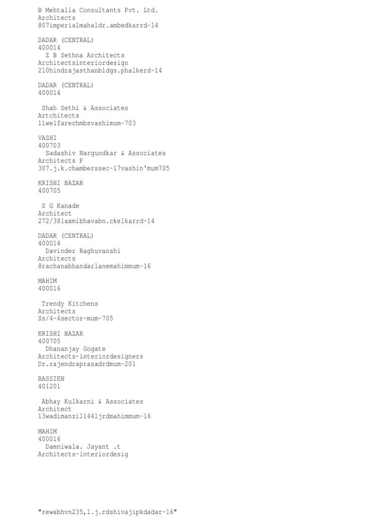 General Architects List Mumbai | PDF