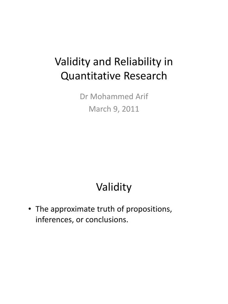 Validity and Reliability in Quantitative Research | PDF | Validity ...