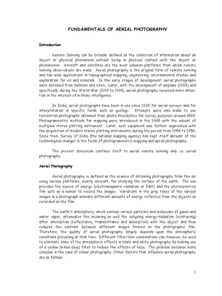 Aerial Photography | PDF | Lens (Optics) | Exposure (Photography)