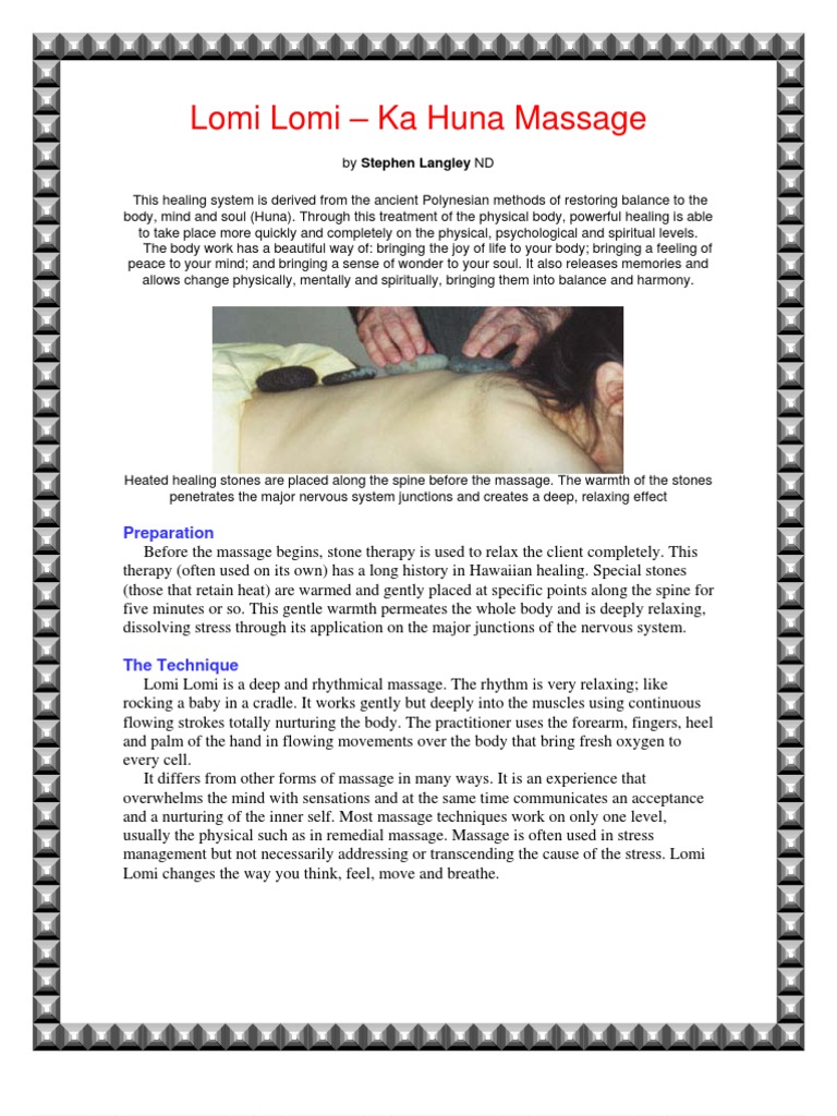 Lomi Lomi | PDF | Massage | Alternative Medicine
