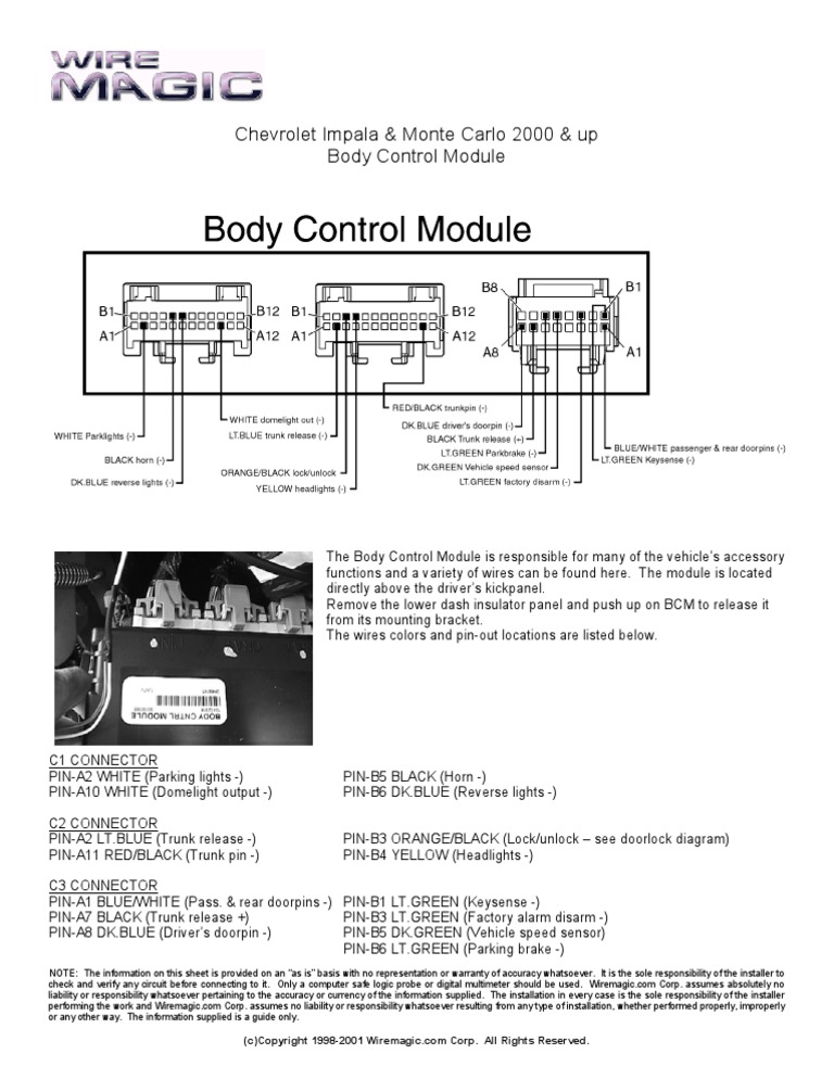 Chevrolet Impala & Monte Carlo 2000 & Up Body Control Module | PDF ...