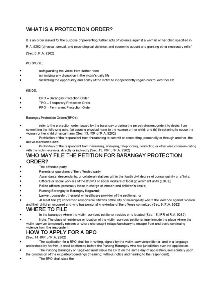 What Is A Protection Order | PDF | Restraining Order | Government ...