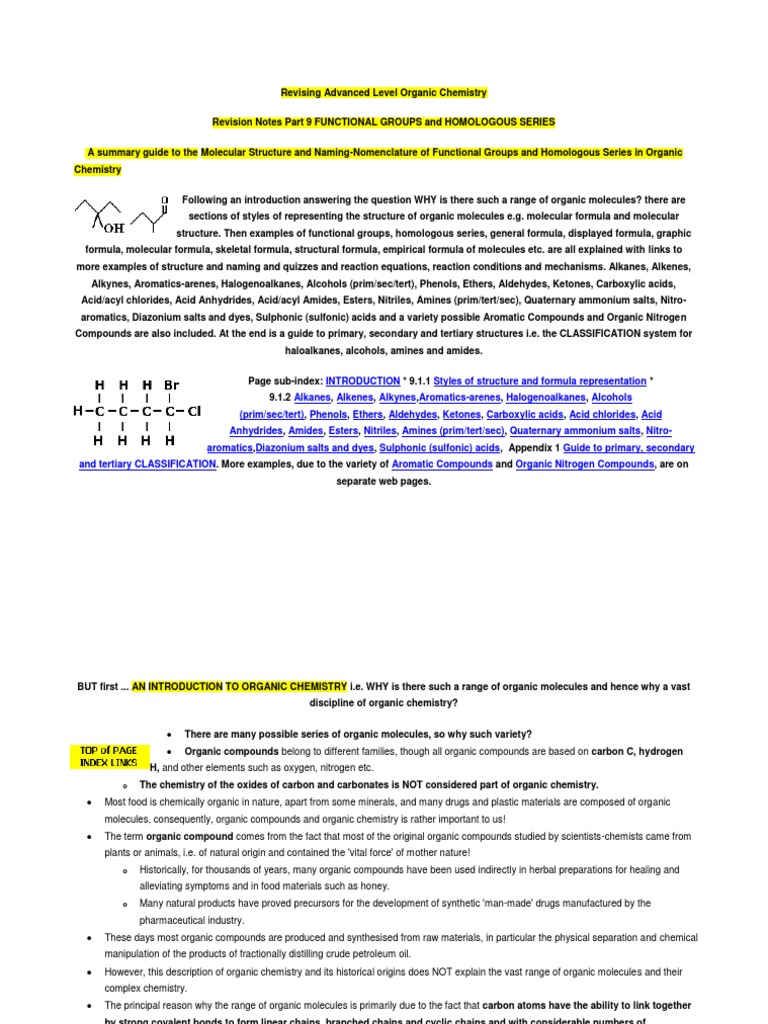 Overview of Homologous Series in Chemistry | PDF | Amine | Organic ...