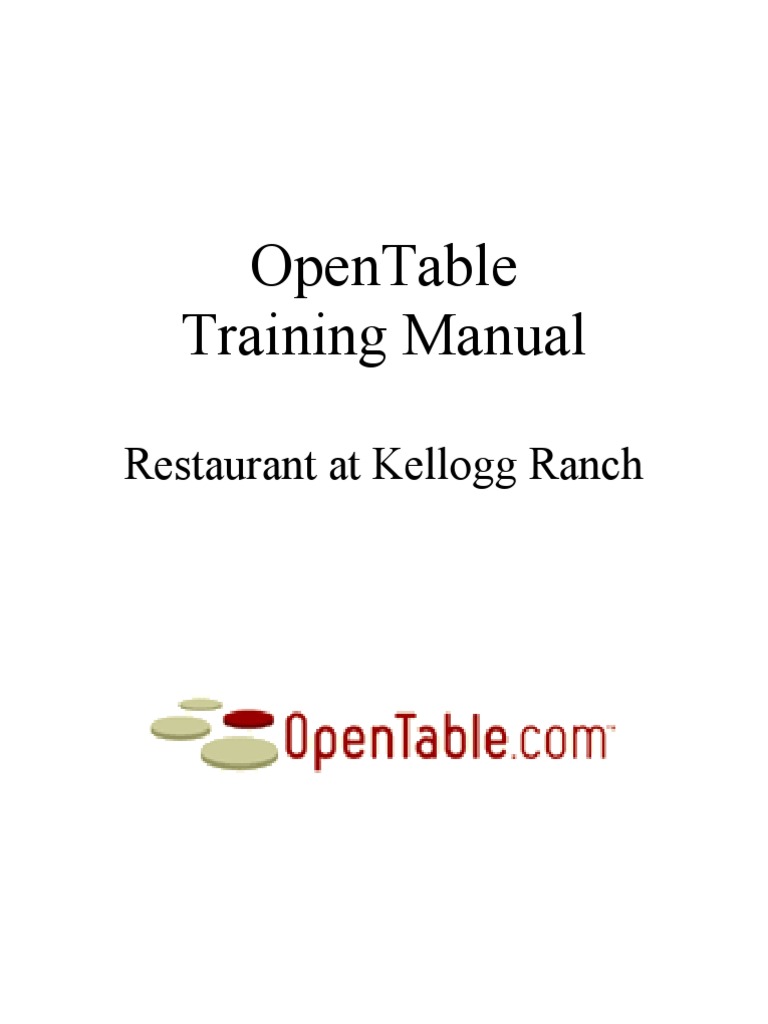 Open Table Training Restaurant Manual | PDF | System Software | Software