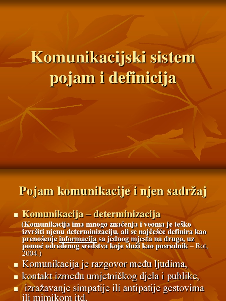 Komunikacijski Sistem, Pojam I Definicija | PDF