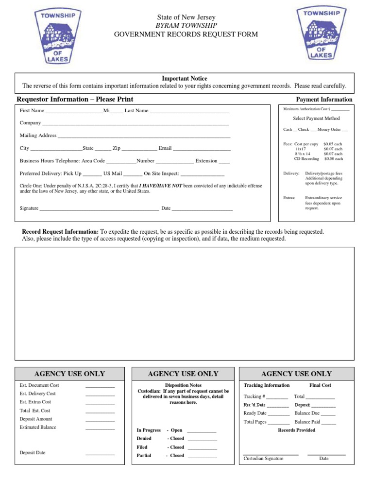 Byram OPRA Form | PDF