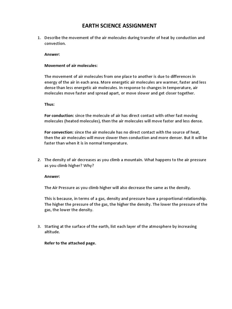 Answer To Atmosphere Questions | PDF | Magnetosphere | Atmosphere Of Earth