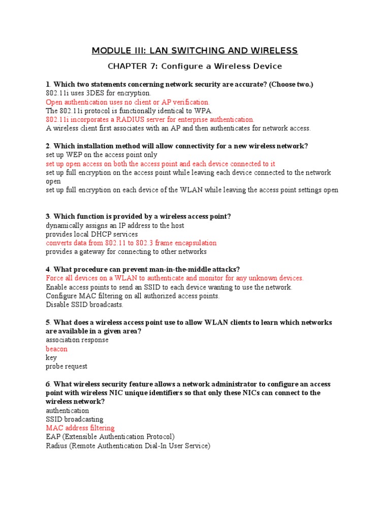 Module Iii: Lan Switching and Wireless | PDF | Wireless Lan | Wireless Access Point