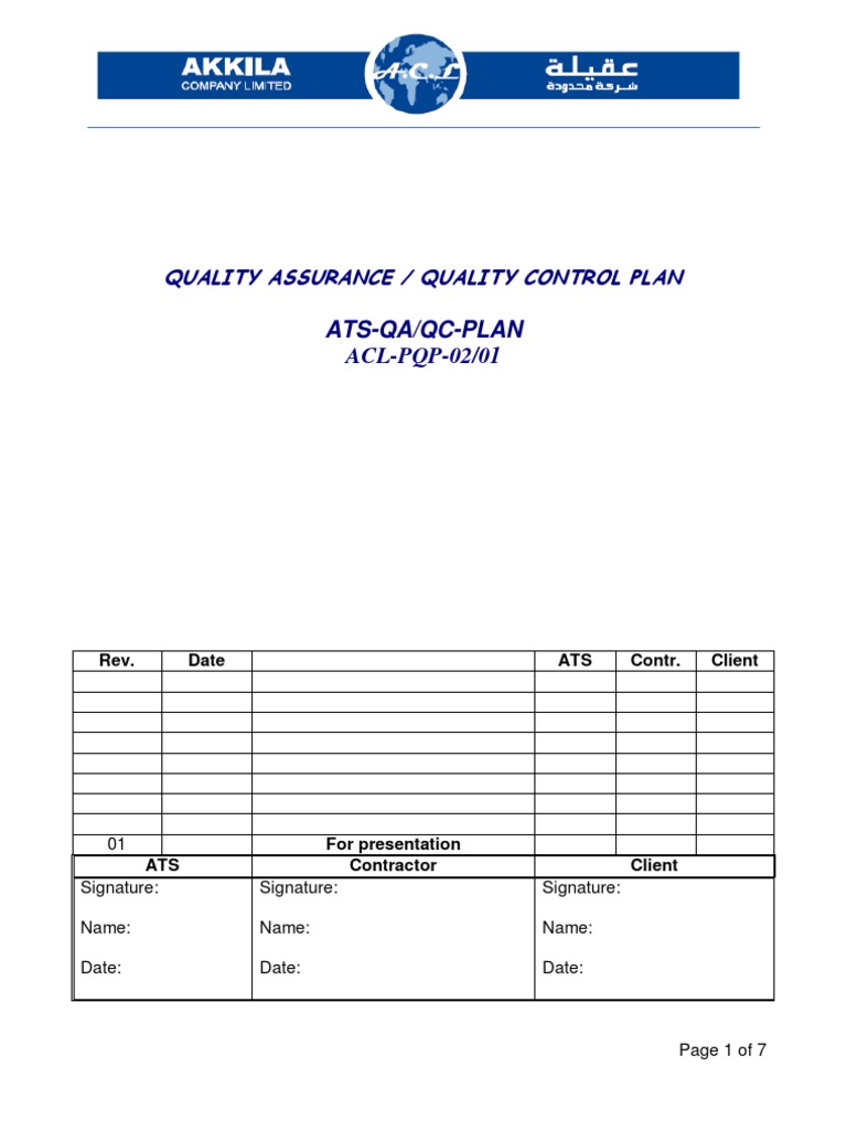 4.-QA-QC-Plan-ACL-PQP-02 | Nondestructive Testing | Quality Assurance