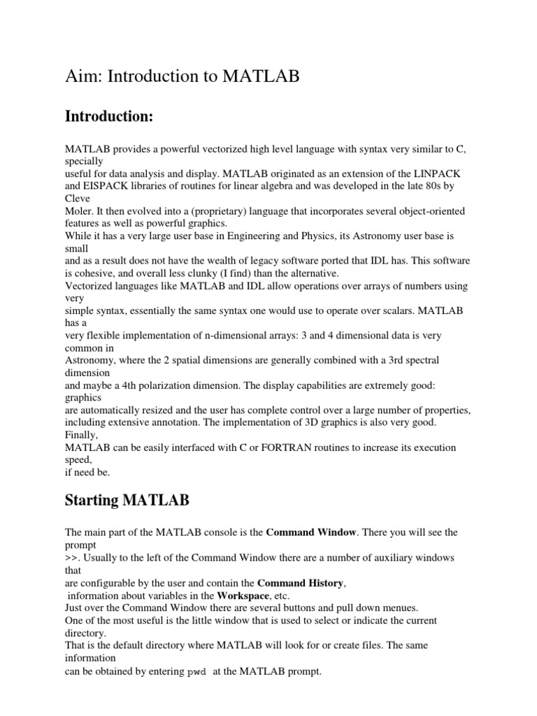 An Introduction to the Powerful Vectorized Language of MATLAB: Its ...