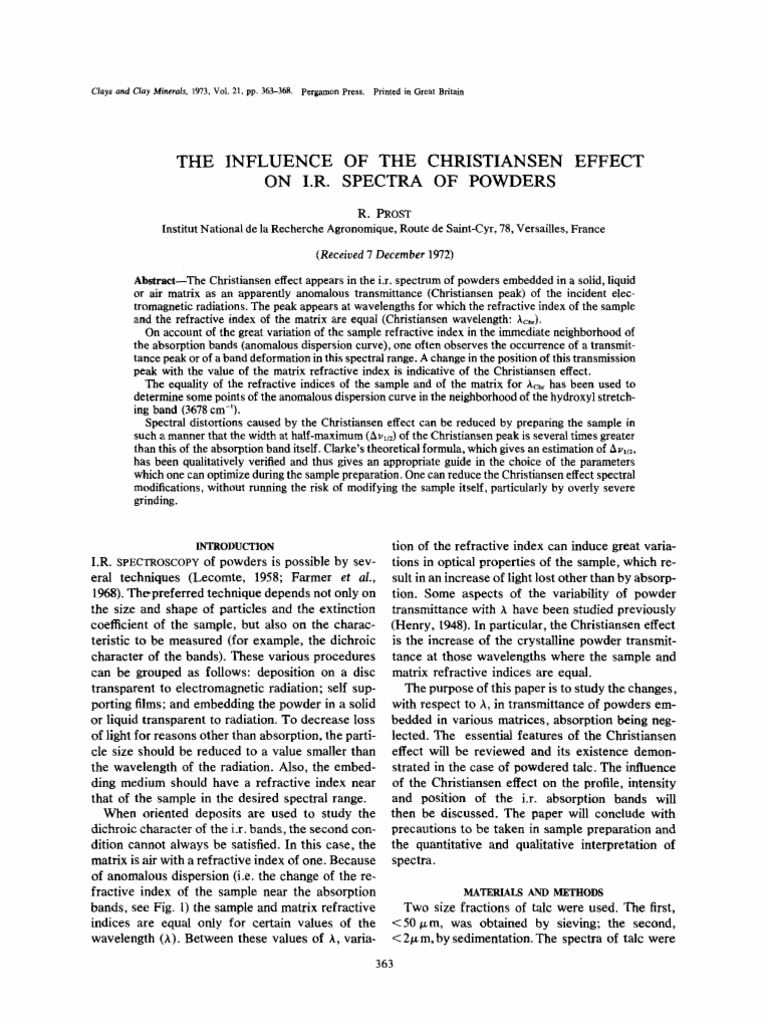 Chrischiansen Effect in IR | PDF | Absorption Spectroscopy | Refractive ...